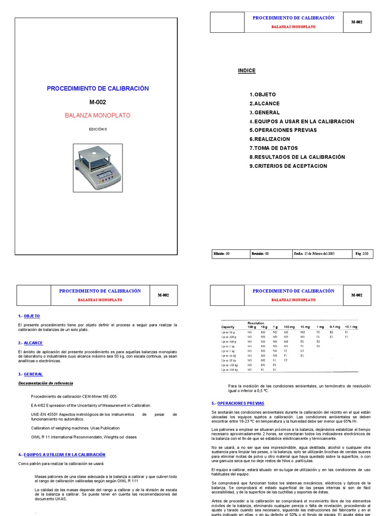 Calibración de Balanzas Monoplato | PDF | Calibración | Balanza