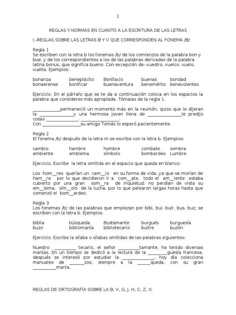 Reglas y Normas en Cuanto A La Escritura de Las Letras | PDF | Palabra ...