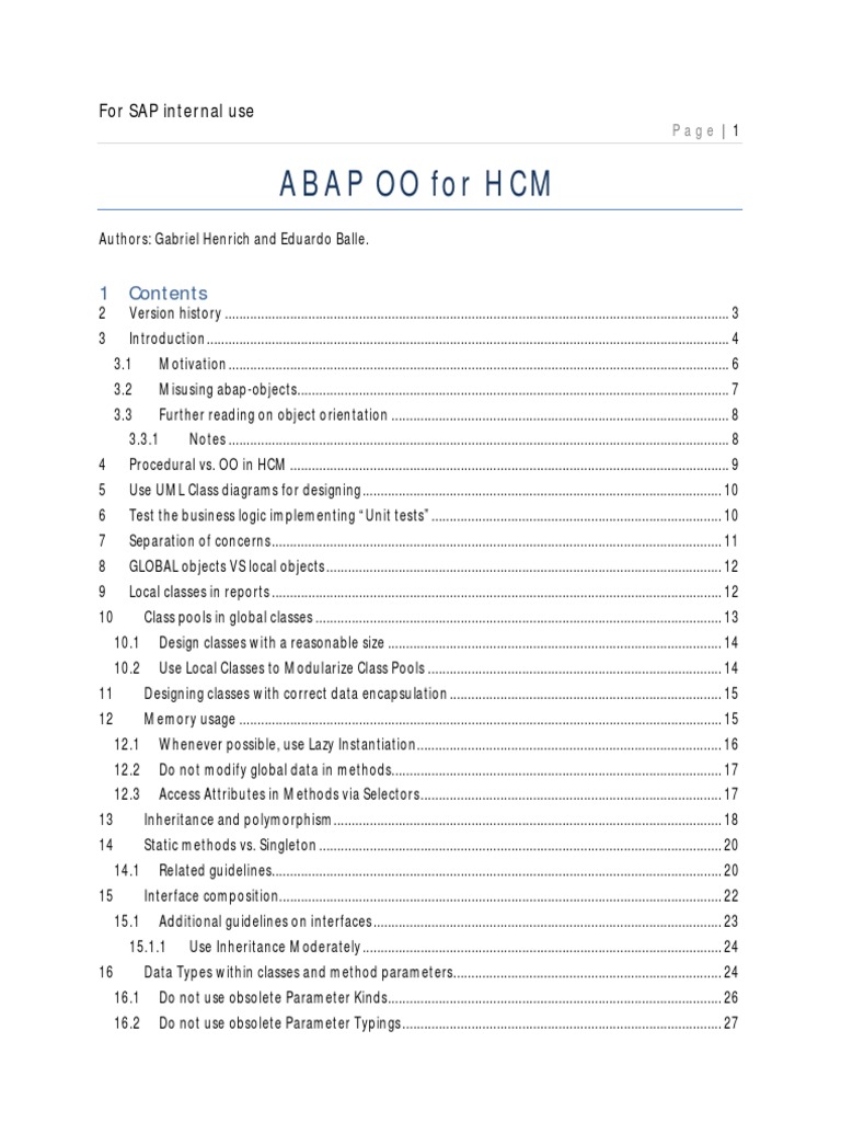 ABAP OO For HCM | PDF | Class (Computer Programming) | Method (Computer ...