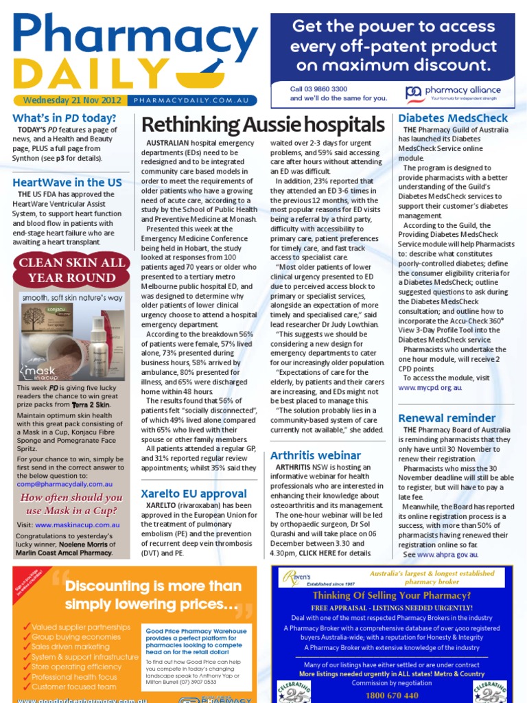 Pharmacy Daily For Wed 21 Nov 2012 - Australian Hospital Rethink ...