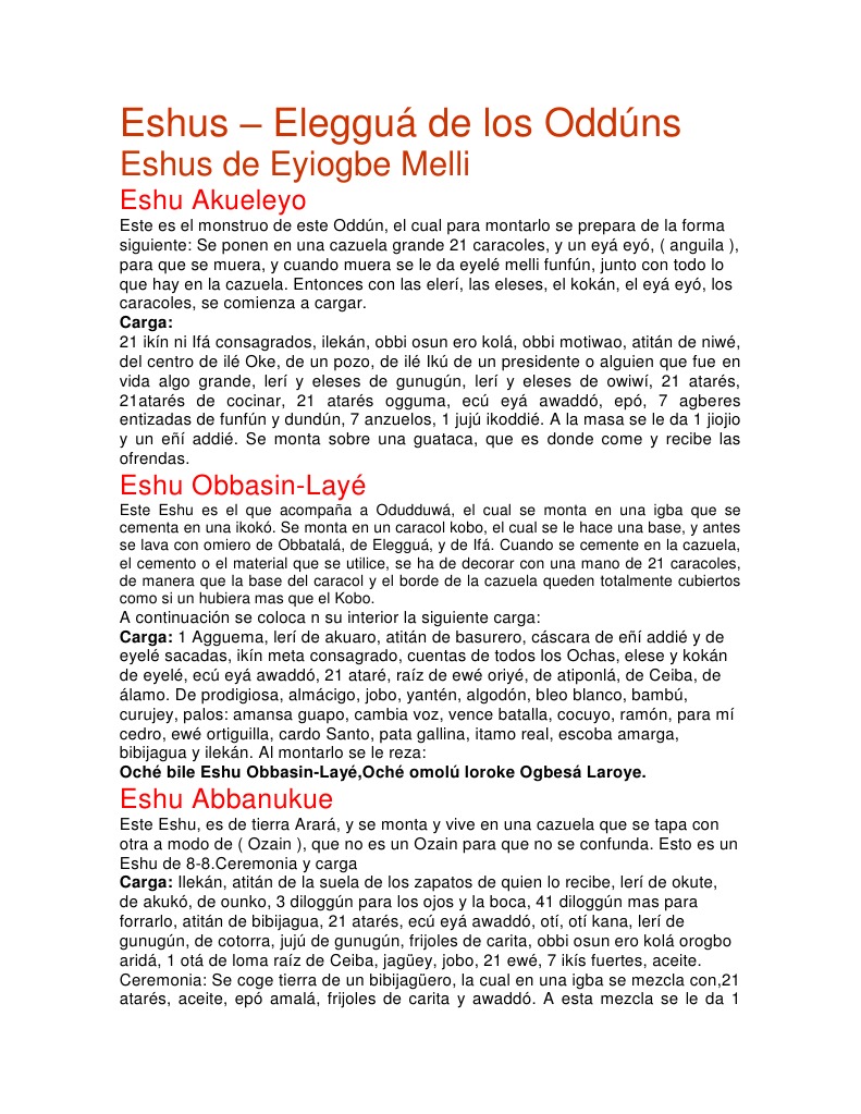 Eyiogbe Eshus | PDF | Santeria | Religión y creencia
