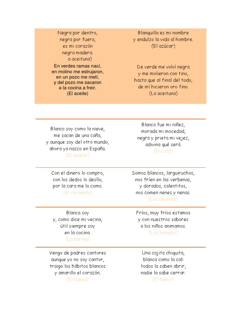 Adivinanza Comida | PDF | Queso | Maíz