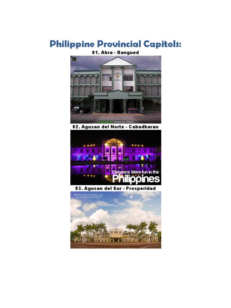 Philippine Provincial Capitols List | PDF
