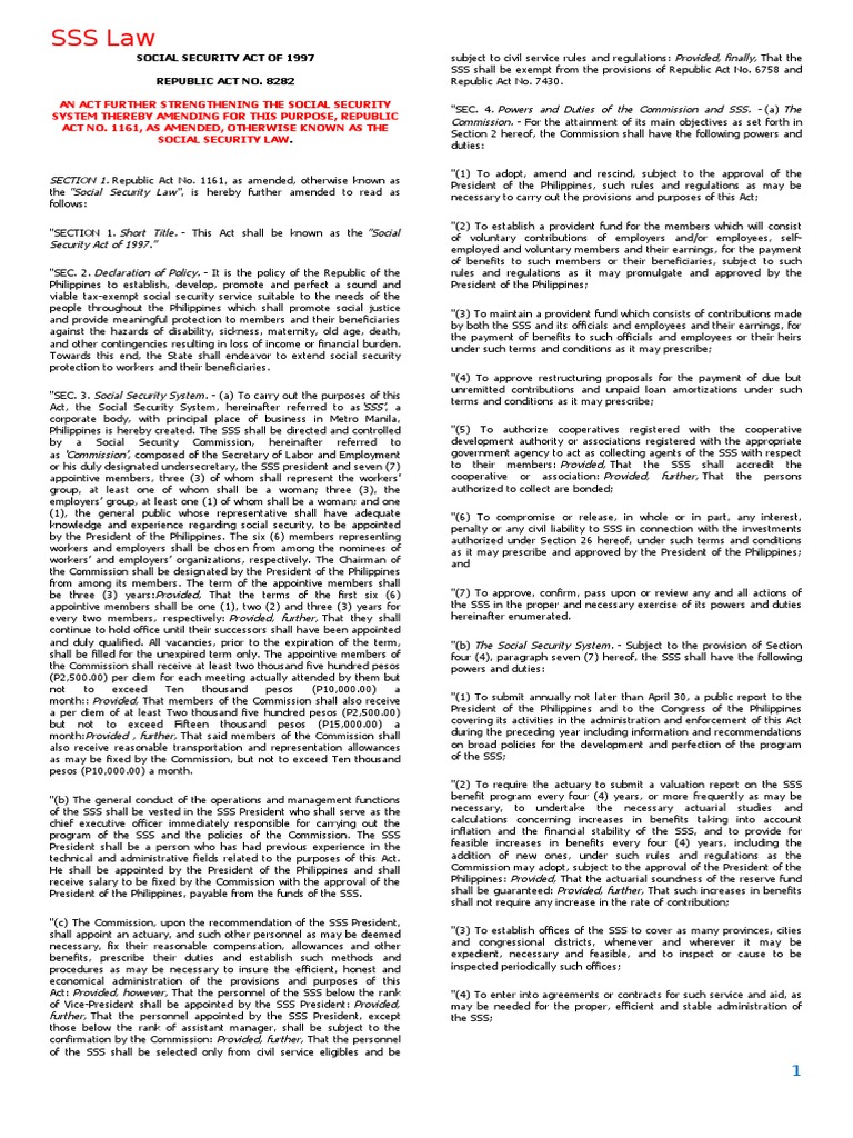 Social Security Act of 1997 Overview | PDF | Pension | Employment