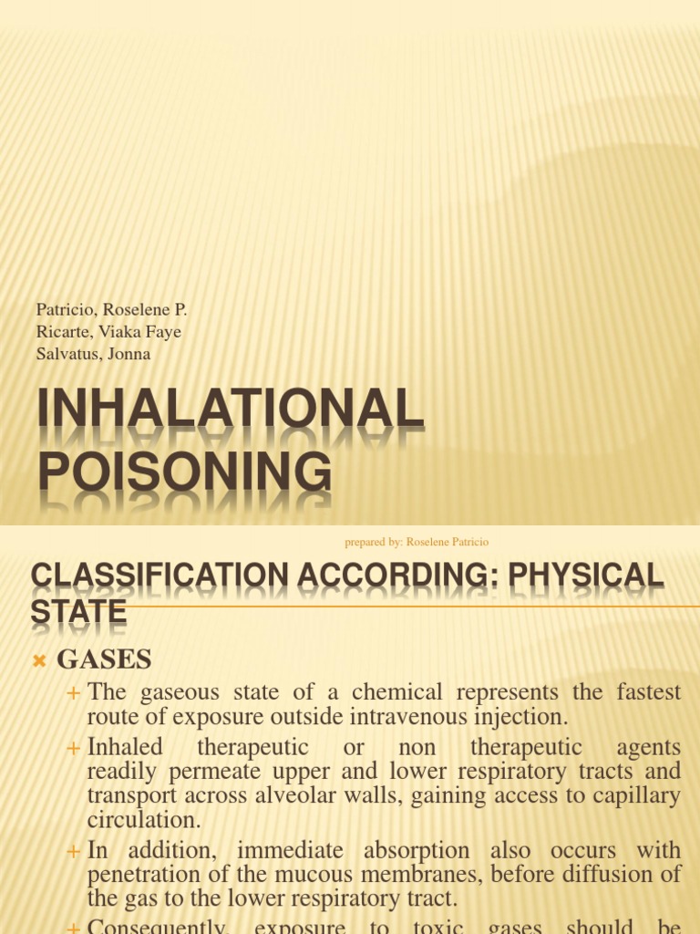 Inhalational Poisoning: Routes & Effects | PDF | Cyanide | Hypoxia ...