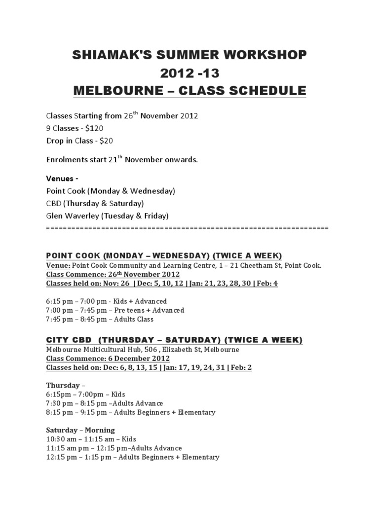 Summer Workshop - Mel V1 | PDF | Leisure