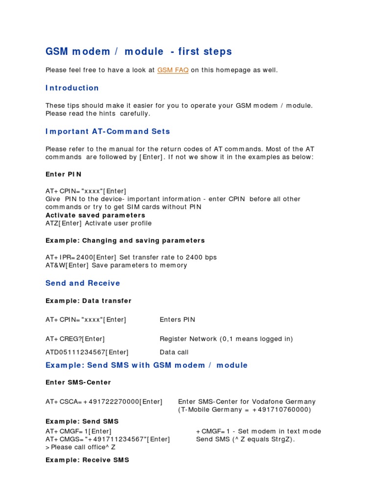 GSM Commands | PDF | Short Message Service | Gsm