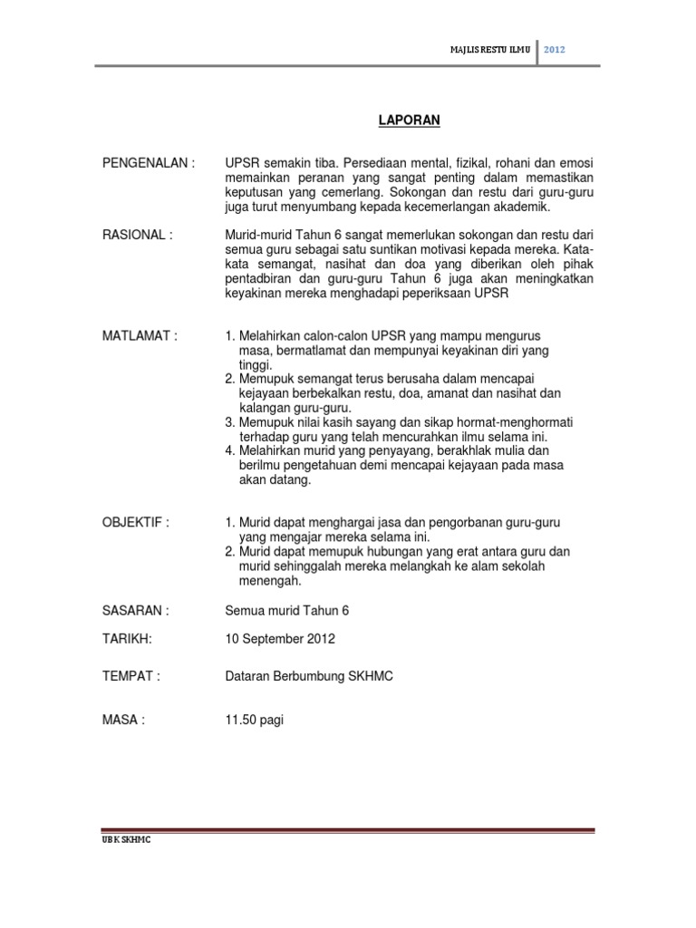 Laporan UBK Restu Ilmu | PDF