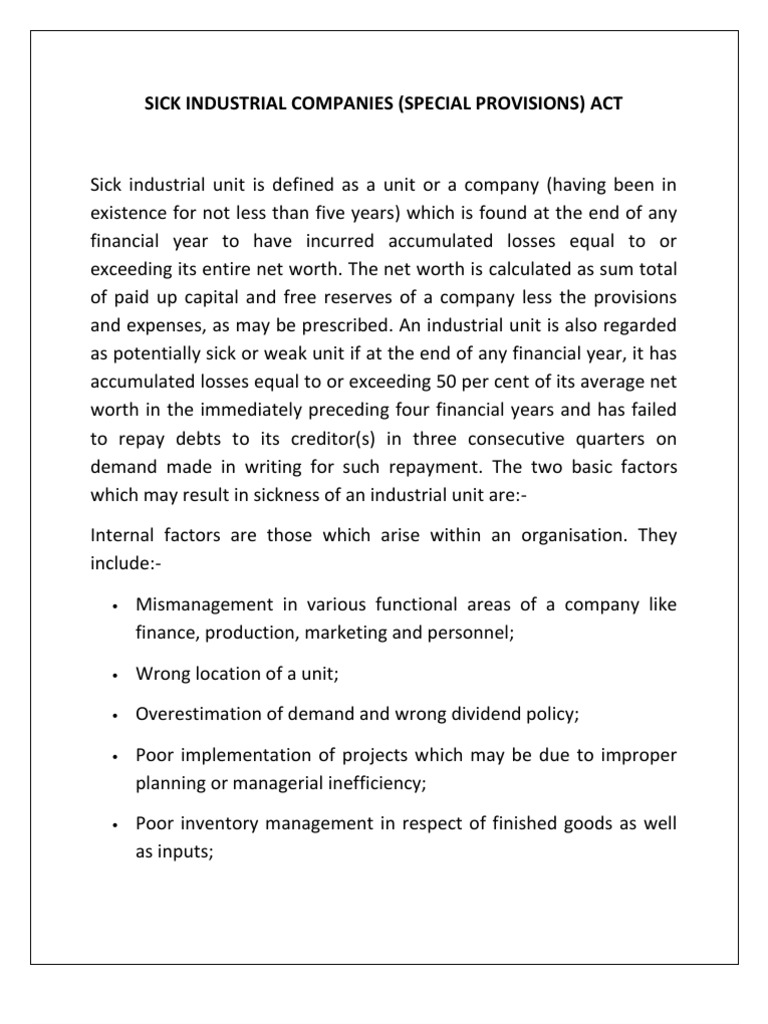 Sick Industrial Companies Act Overview | PDF | Government | Justice