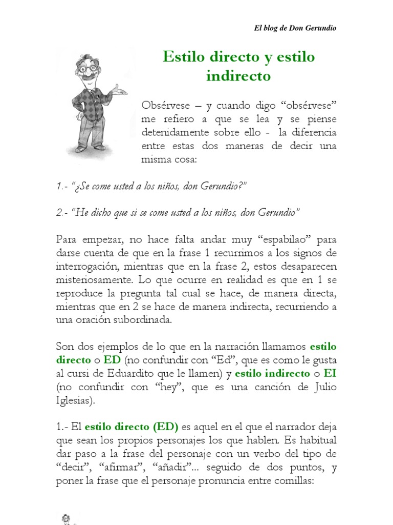 Estilo Directo y Estilo Indirecto | PDF | Narración | Comillas