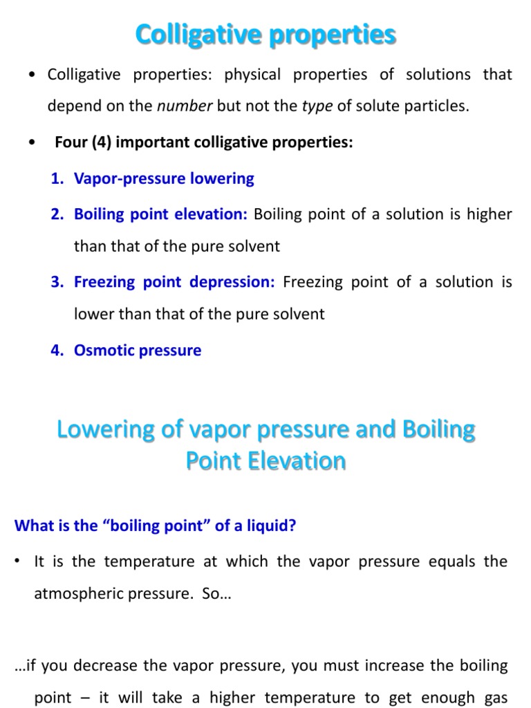 Colligative Properties | PDF | Chemical Processes | Chemical Process ...