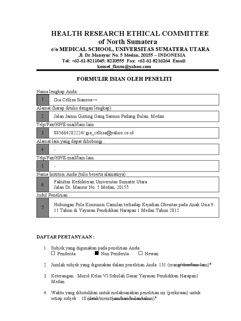 Ethical Clearance Form | PDF