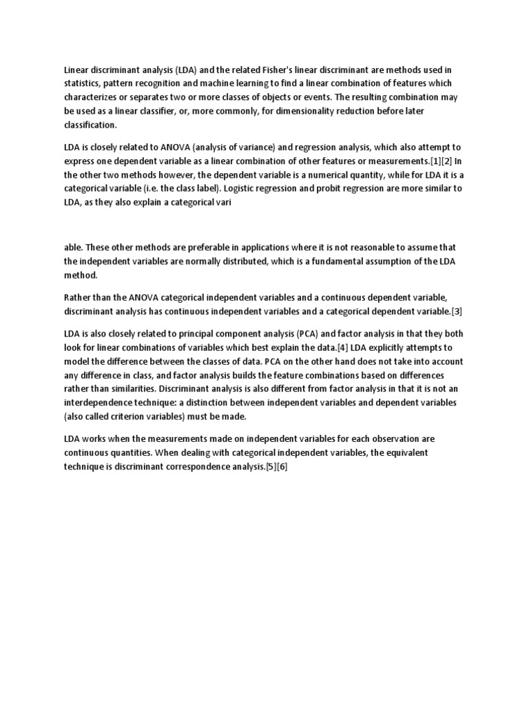 Linear Discriminant Analysis | PDF | Principal Component Analysis | Data Analysis