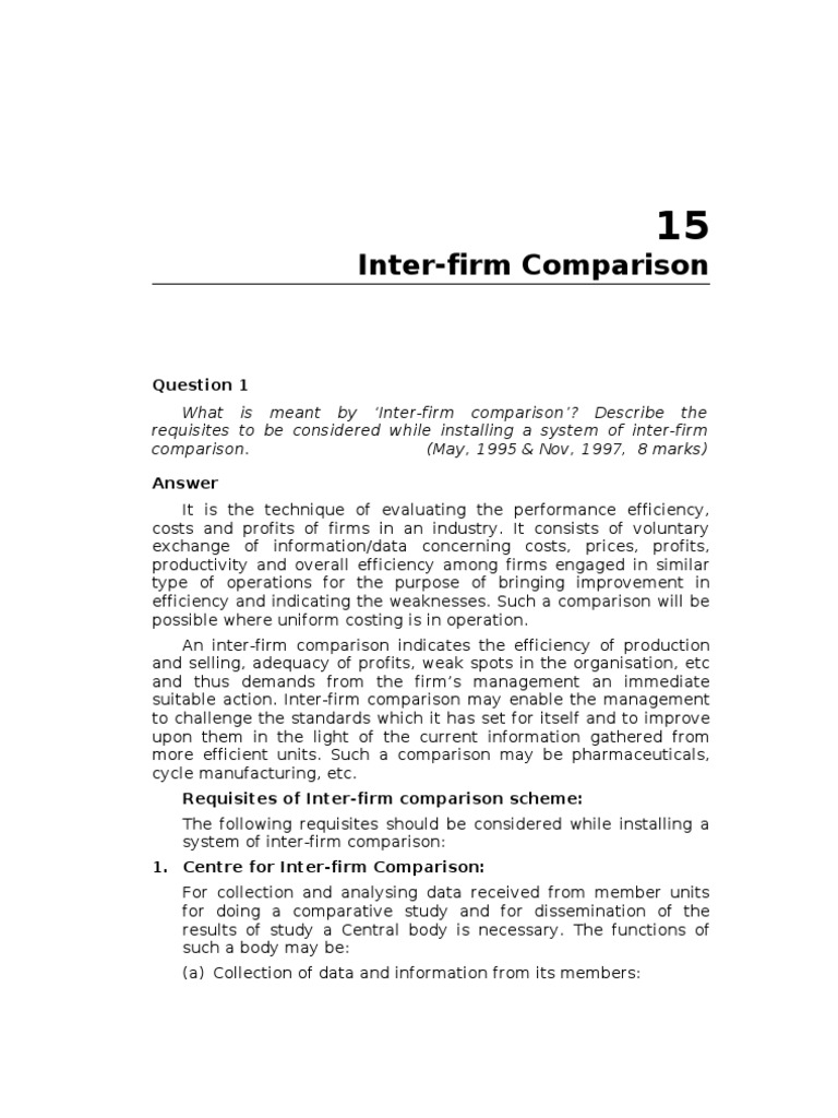 Inter-Firm Comparison | PDF | Profit (Economics) | Labour Economics