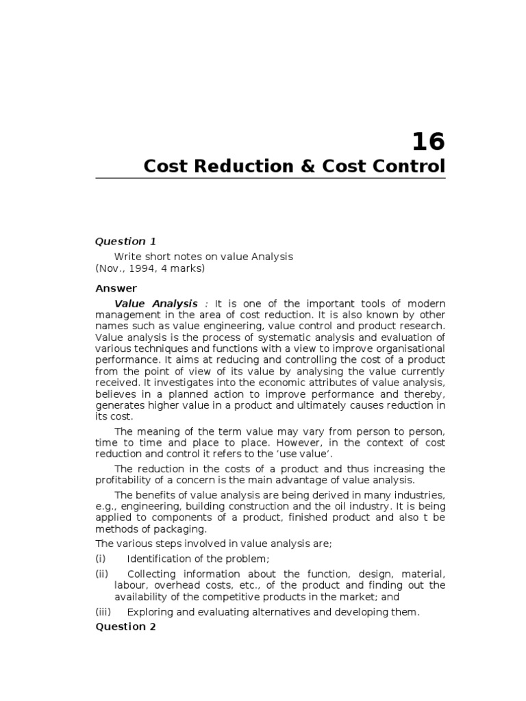 Cost Control vs. Cost Reduction Explained | PDF | Cost Accounting ...