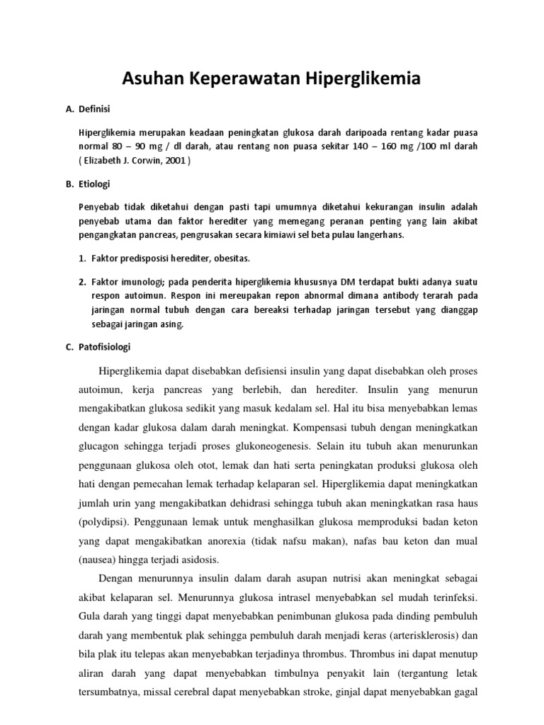 Panduan Asuhan Keperawatan Hiperglikemia | PDF | Pengembangan Diri | Kesehatan Holistik