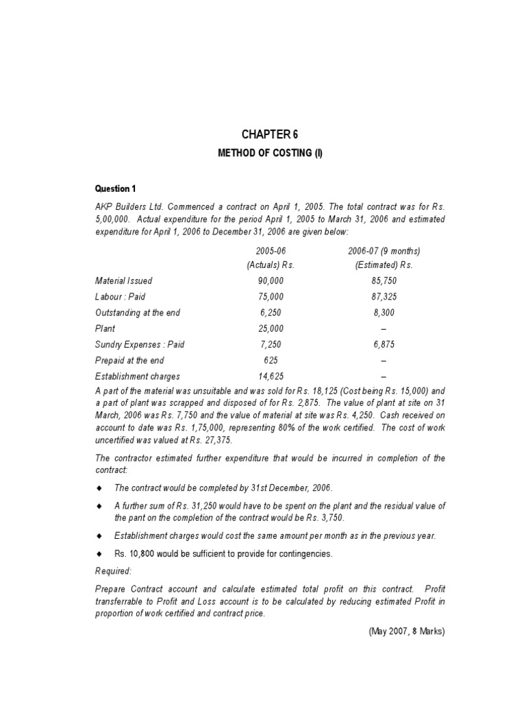 Method of Costing (I) | Download Free PDF | Profit (Accounting) | Expense
