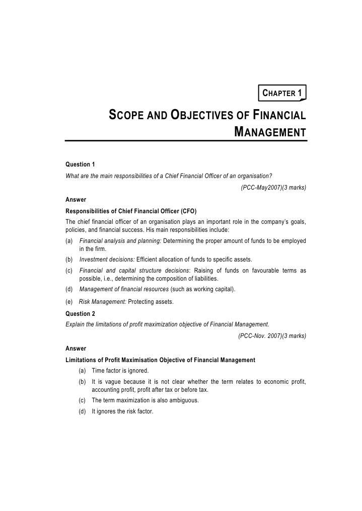 Scope and Objectives of Financial Management | PDF