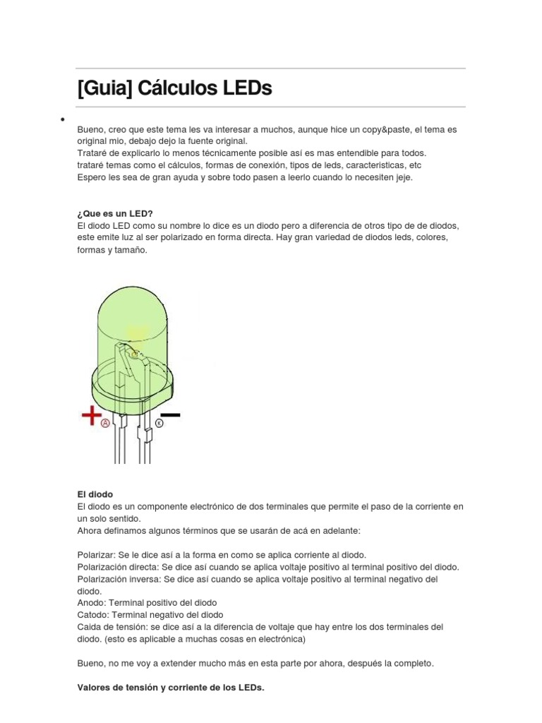 Guia Calculo Led | Descargar gratis PDF | Diodo emisor de luz ...