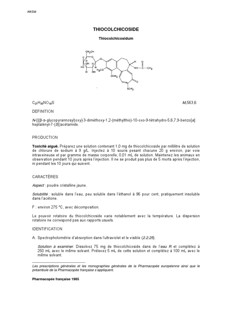 Thiocolchicoside FP 1985 Edition | PDF | Chromatographie | Substances ...