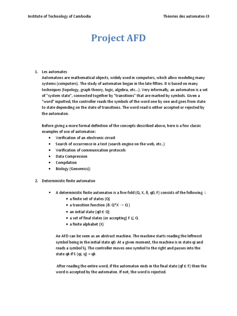Project AFD | PDF | Automata Theory | Formal Verification