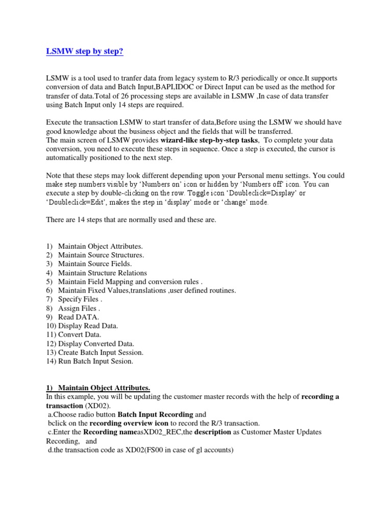 LSMW Step by Step | PDF | File Format | Icon (Computing)