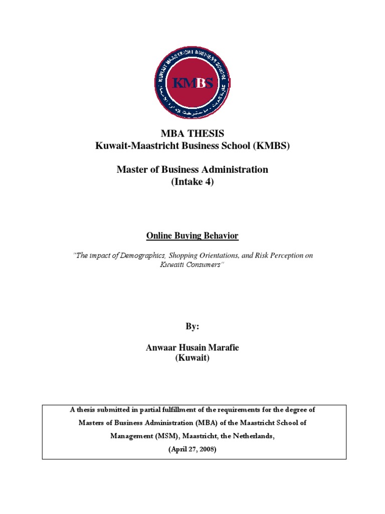 Mba Thesis Kuwait-Maastricht Business School (KMBS) Master of Business ...