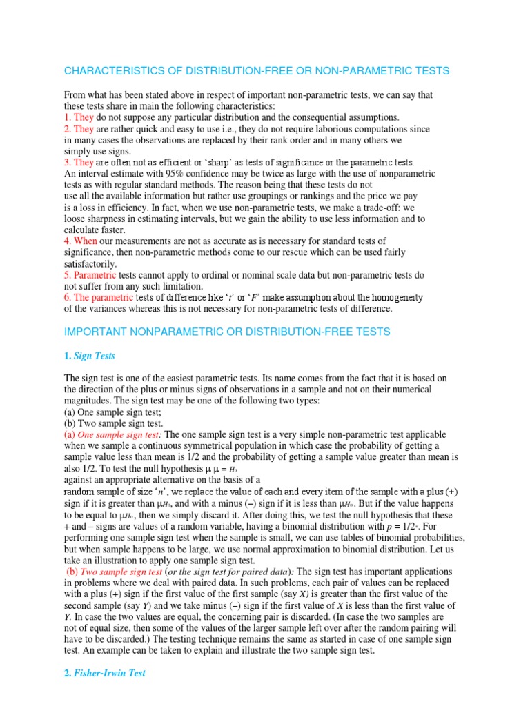 Non Parametric Test | PDF | Correlation And Dependence | Nonparametric ...