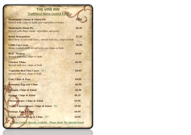 Traditional Home Cooked Meals Menu | PDF
