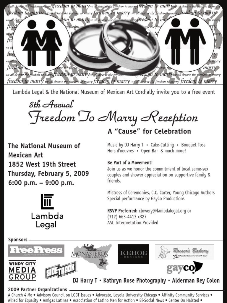 2009 Freedom To Marry Reception Details | PDF | Chicago | Freedom To Marry