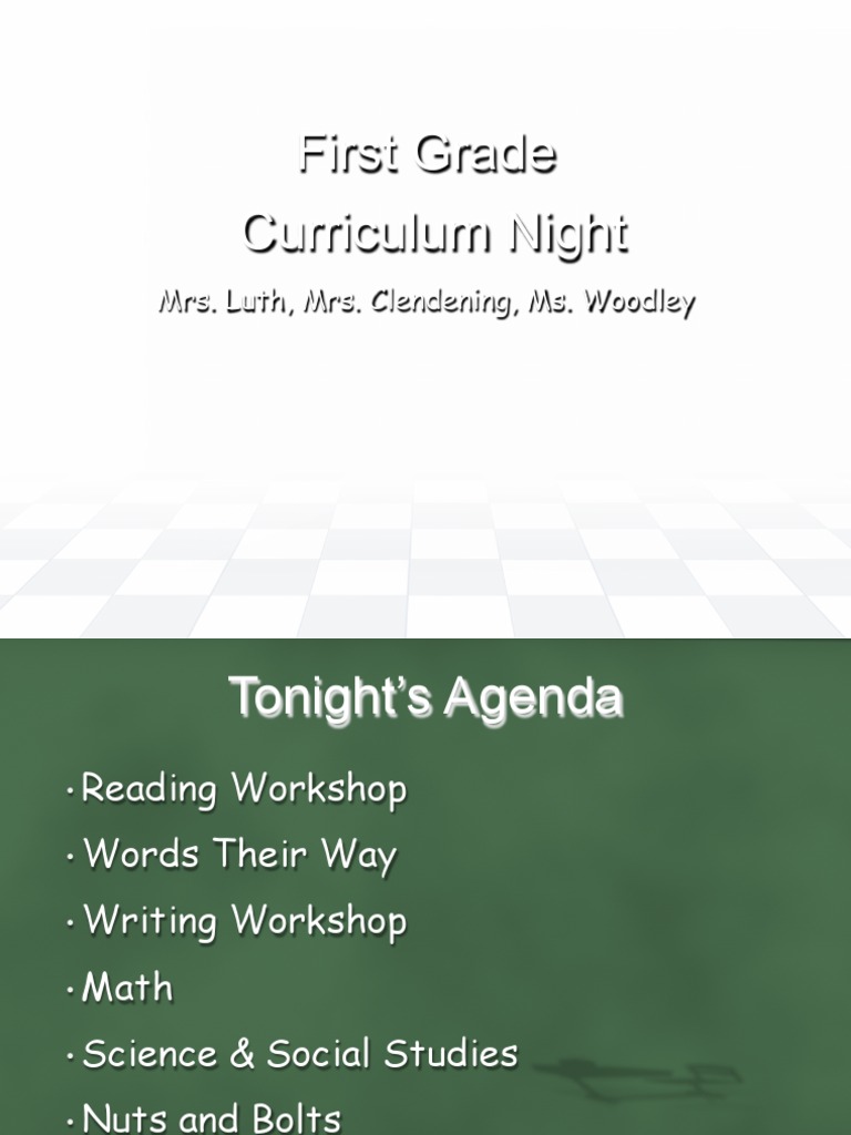 First Grade Curriculum Night | PDF | Reading Comprehension | Reading ...