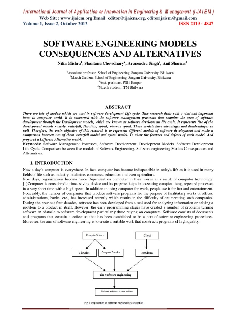 Software Engineering Models Consequences and Alternatives | PDF ...