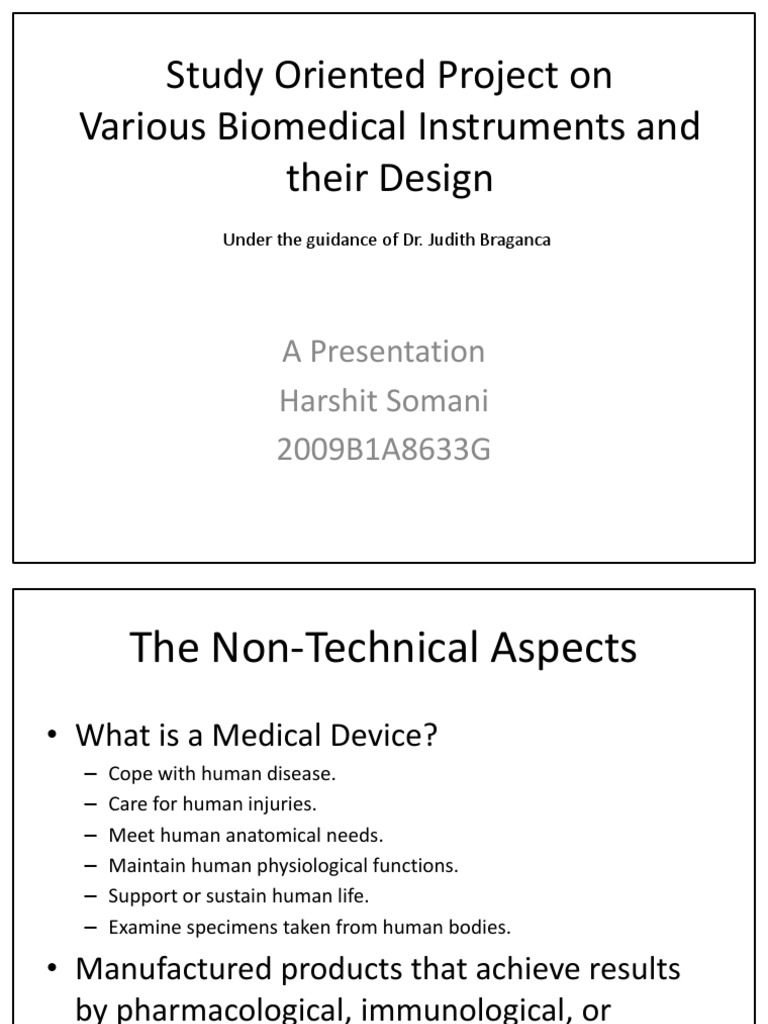Study Oriented Project On Various Biomedical Instruments and Their ...