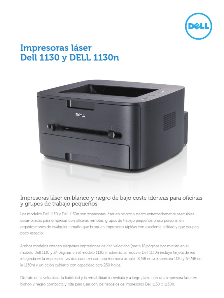Dell 1130 1130n Laser Datasheet Es | PDF | Impresora (Computación) | Dell