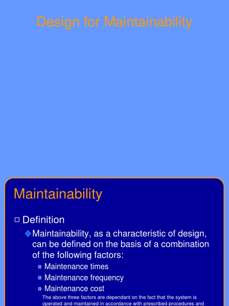 TECH101 Maintainability | PDF | Reliability Engineering | Product Lifecycle