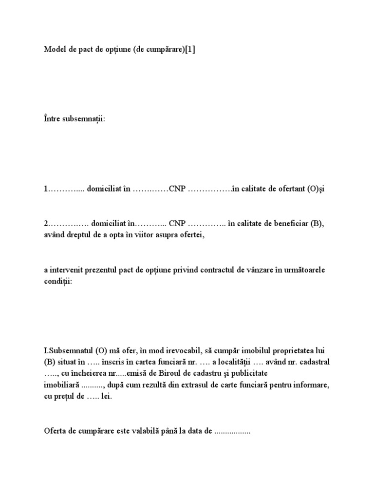 Exemplu Pact de Optiune | PDF