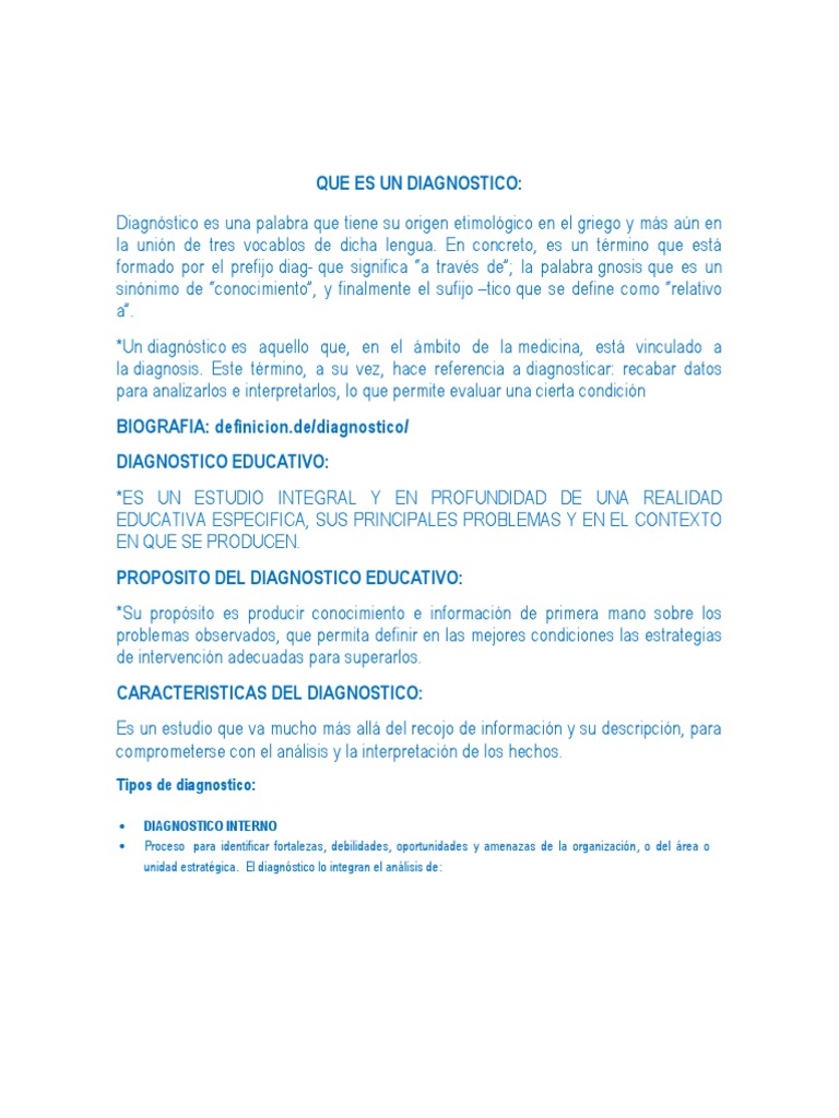 Que Es Un Diagnostico | PDF | Planificación | Economias
