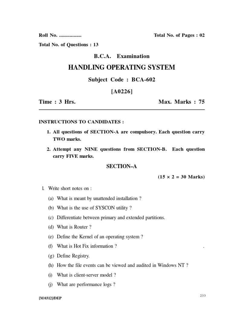 BCA Exam: Operating System Concepts | PDF | Teaching Methods ...