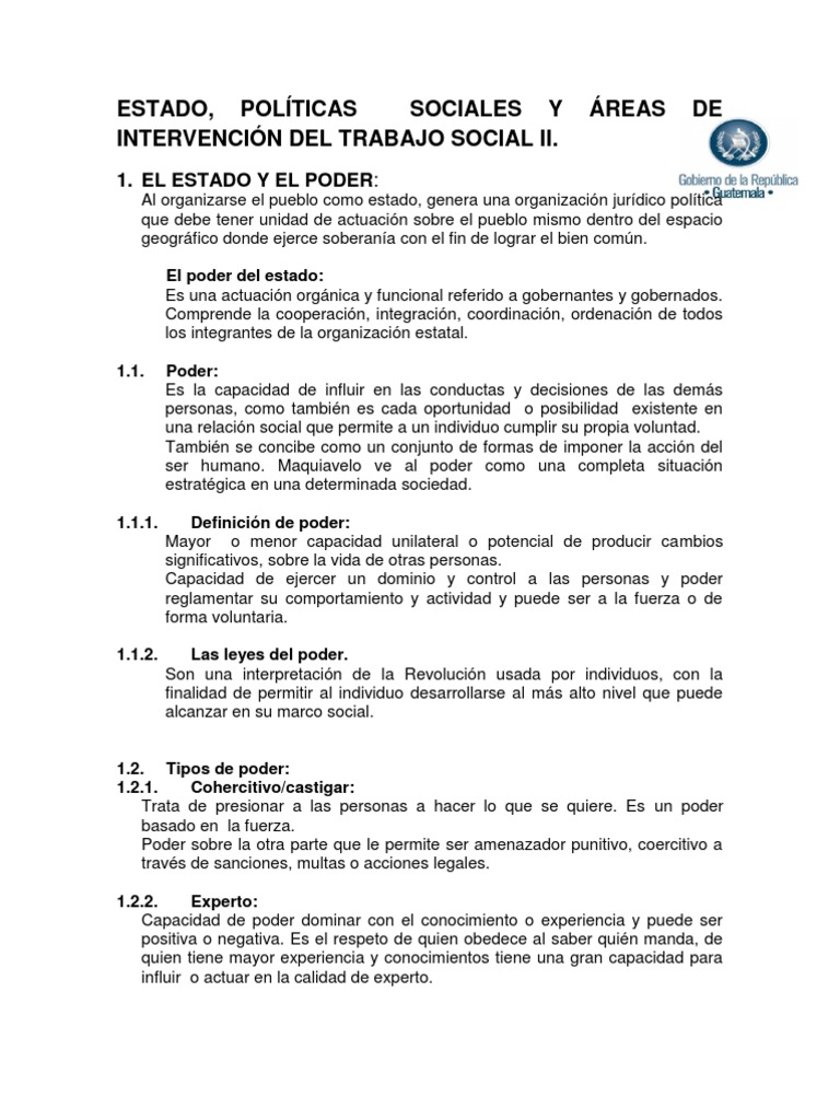 El Estado y Poder, Tipos de Poder | PDF | Poder (social y político ...