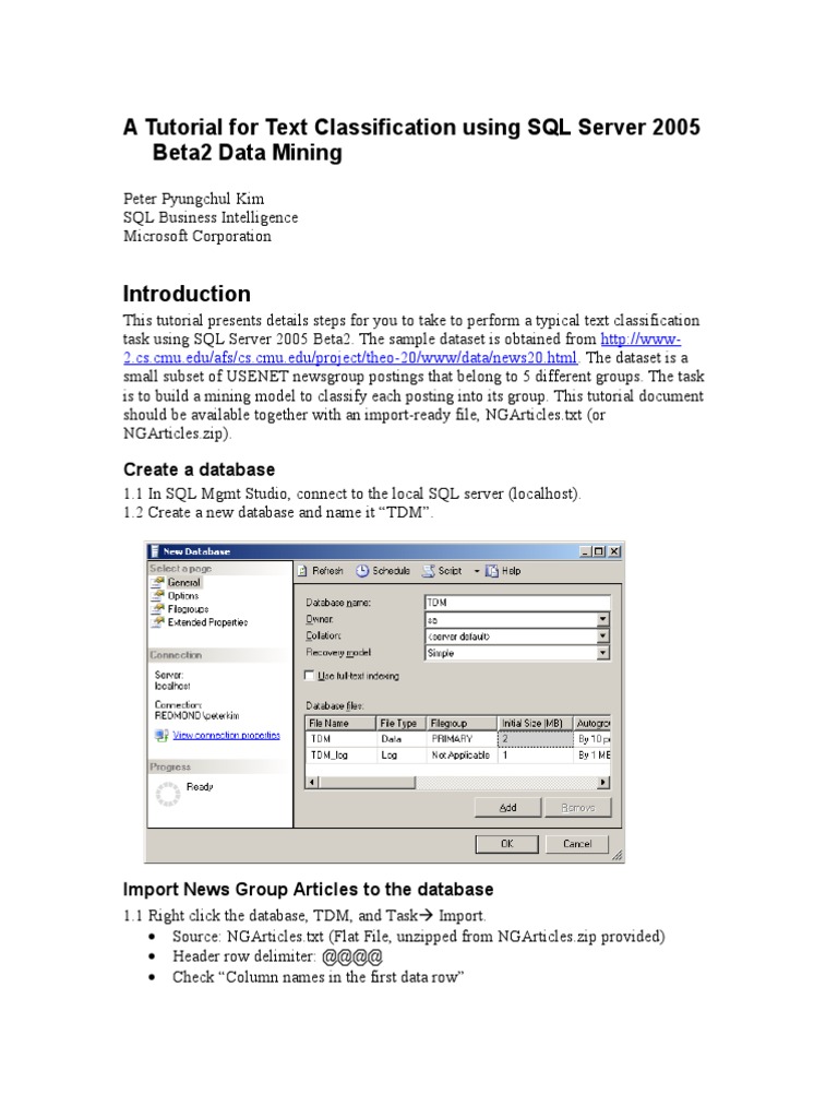 Text Mining Tutorial | PDF | Microsoft Sql Server | Databases