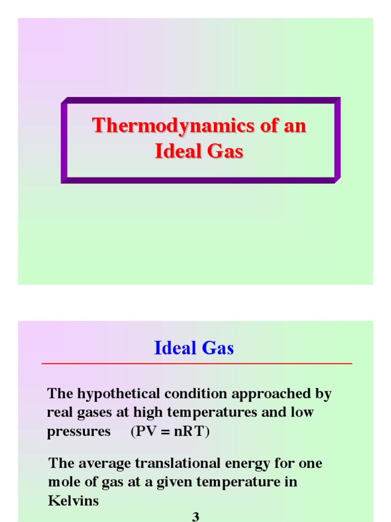 Ideal Gas Pdf Gases Temperature