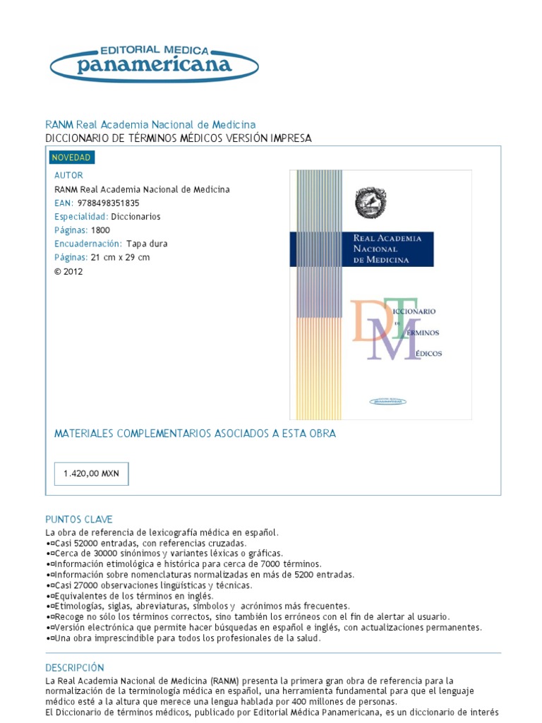 Diccionario de Términos Médicos Versión Impresa | PDF