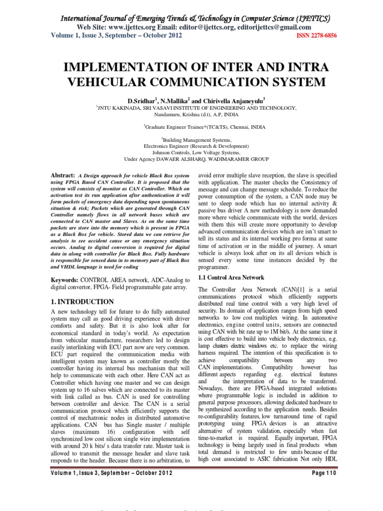 Implementation of Inter and Intra Vehicular Communication System | Download Free PDF | Osi Model ...