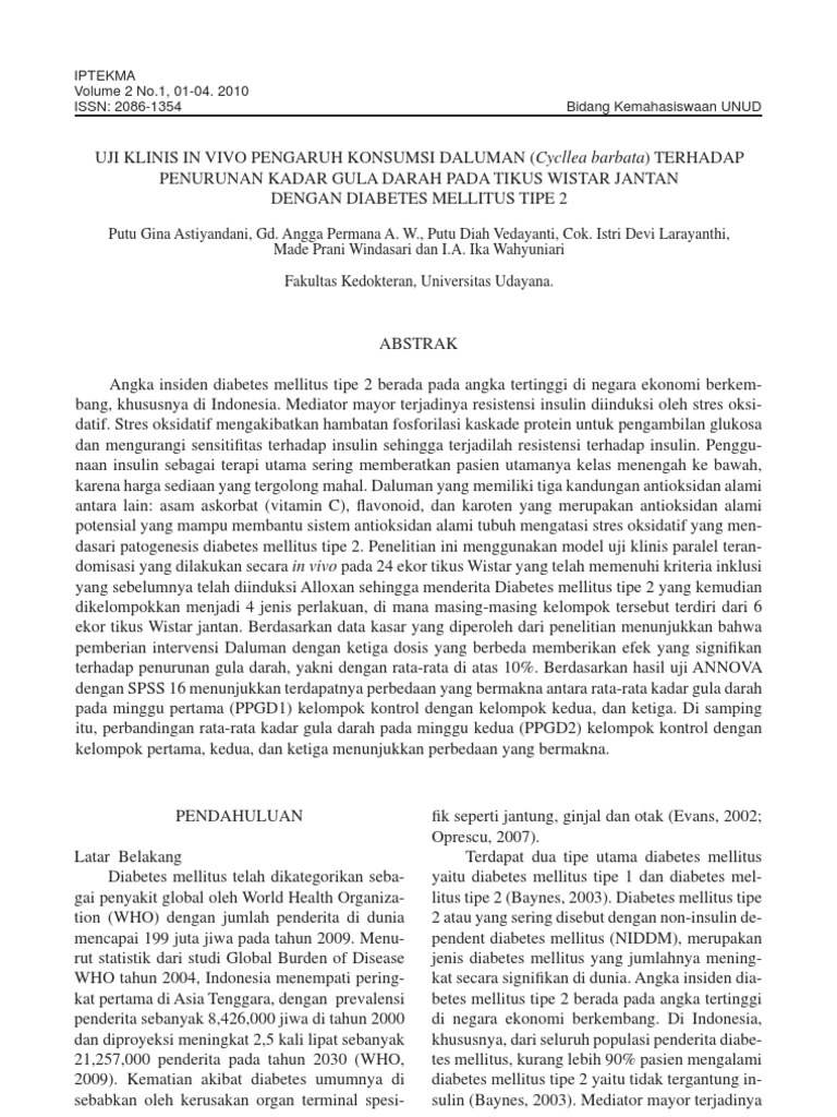 Efek Daluman Turunkan Gula Darah Tikus | PDF | Pengembangan Diri ...