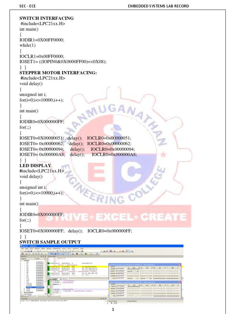 Embedded Systems Lab Manual | PDF | Computer Architecture | Software ...