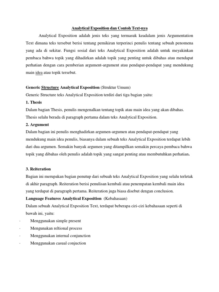 Analytical Exposition Dan Contoh Text | PDF | Karier & Perkembangan ...