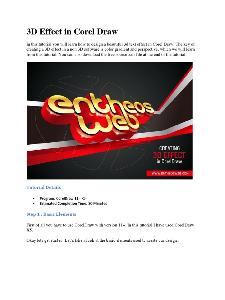 3D Effect in Corel Draw | PDF | Computer Graphics | Graphic Design
