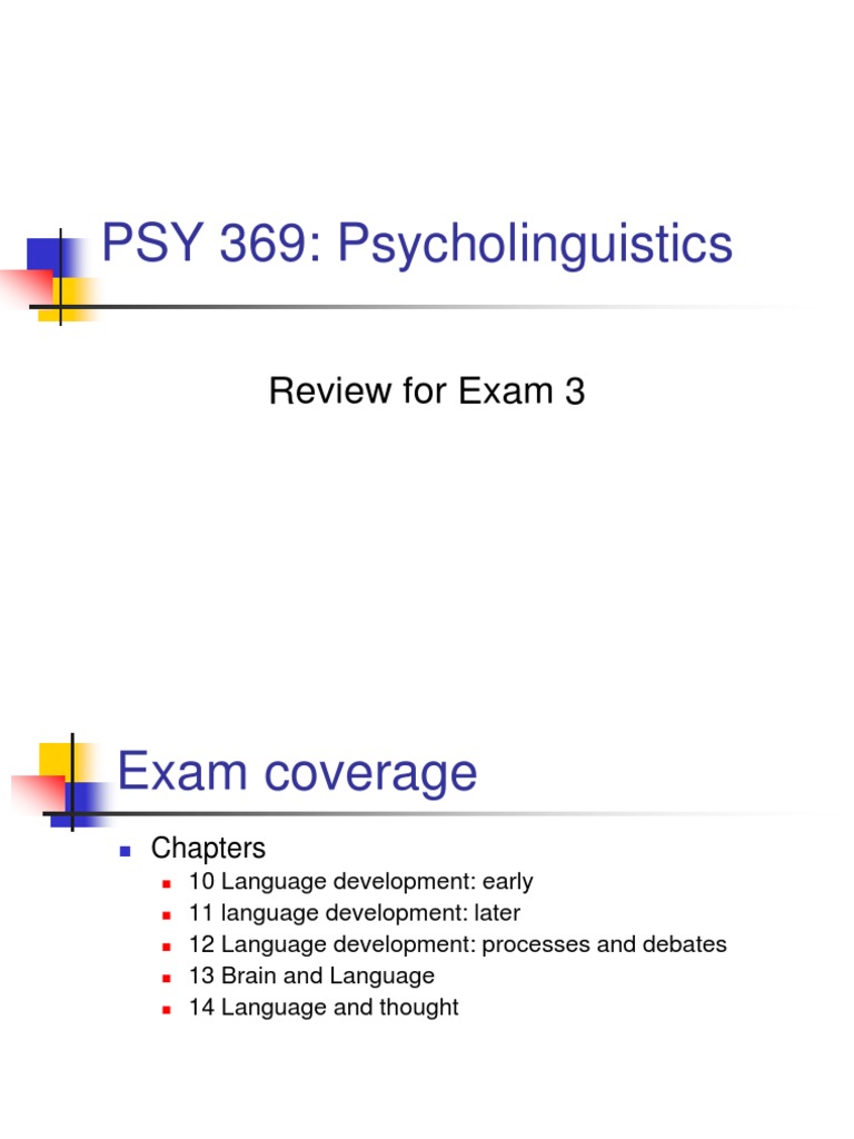 PSY 369: Psycholinguistics: Review For Exam 3 | PDF | Language ...