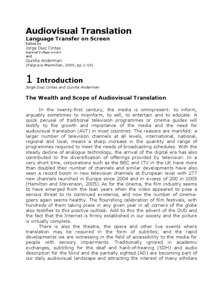 Audio Visual Translation | PDF | Television | Hearing Loss