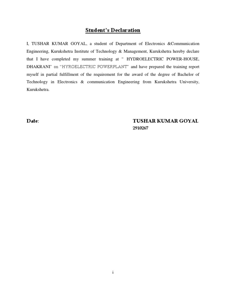 Student Declration | PDF | Business | Science & Mathematics